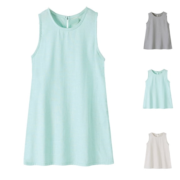 Liyamei Baby Girls Summer Dress, Toddler Sleeveless Dress, Solid Color ...