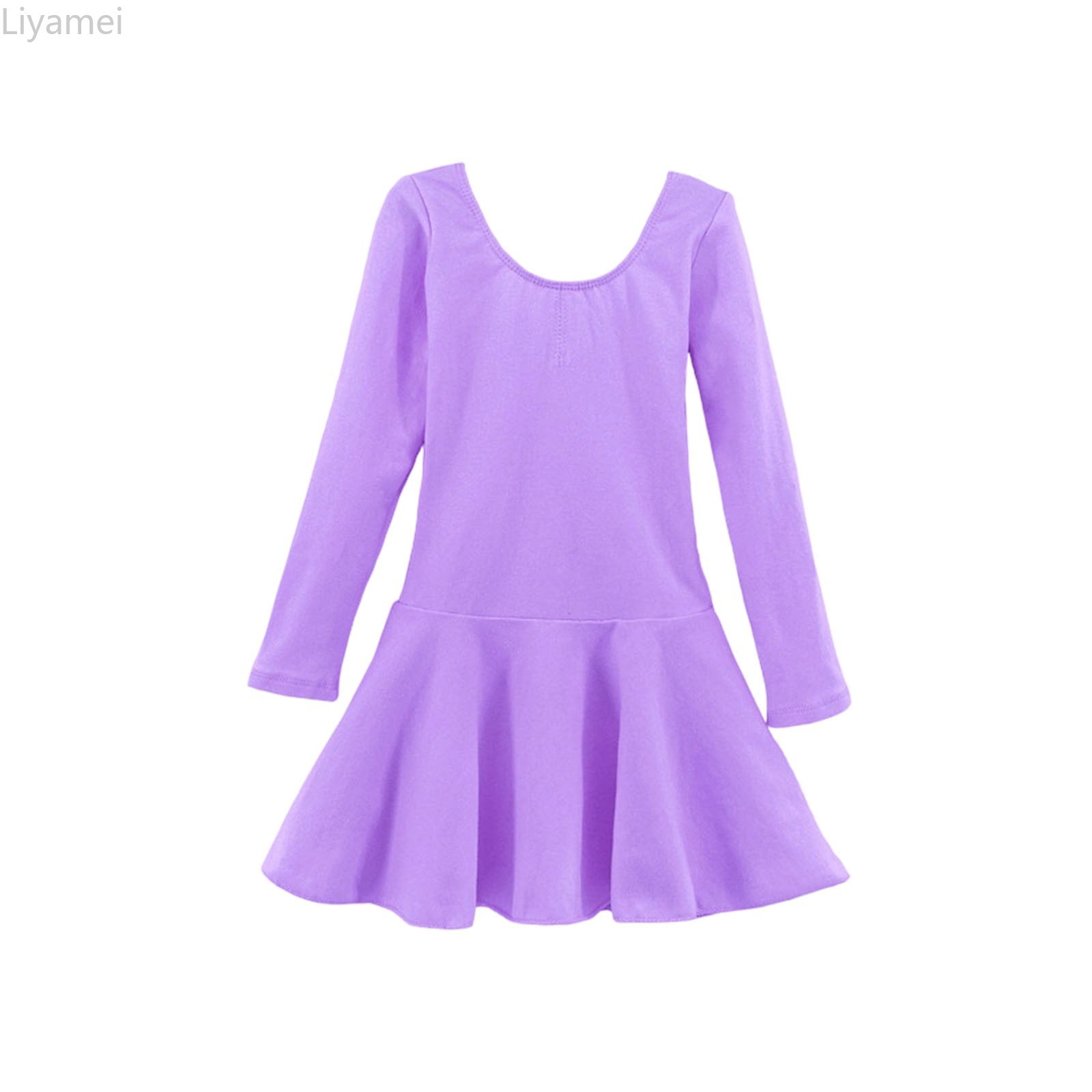 Liyamei Girls Dance Dresses, Kids Long Sleeve Dress, Solid Color Ribbon ...