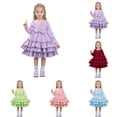 Liyamei Girls Party Dresses, Kids Long Sleeve Dress, Tiered Layered ...