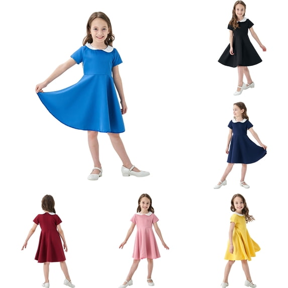 Liyamei Girls School Dresses, Kids Summer Dress, Short Sleeve Dress ...