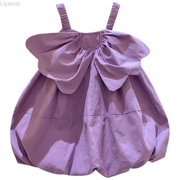Liyamei Girls Summer Dresses With 3D Adjustable Straps Bowknot Casual ...