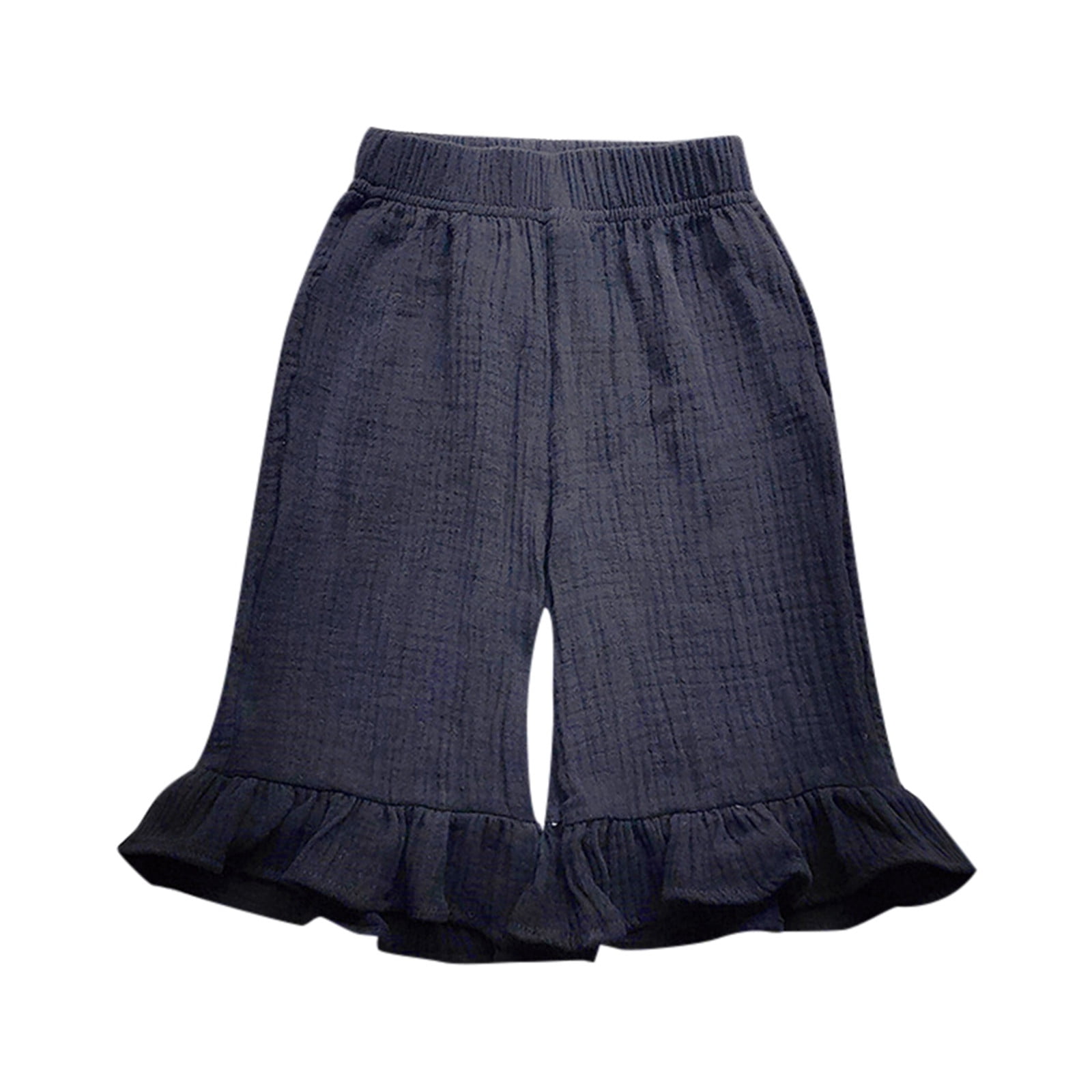 Liyamei Ruffled Girls' Double Breathable Capri Pants Girls Pants Size ...