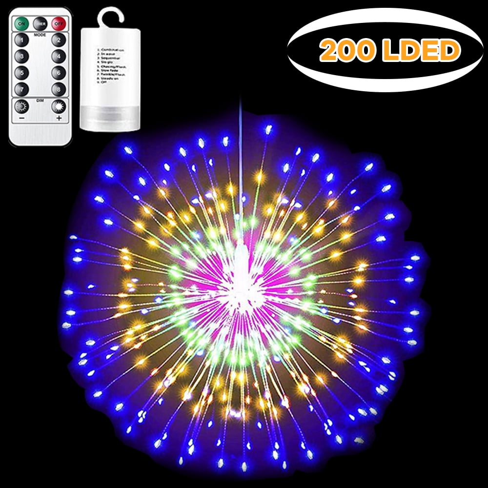 Liyucwill Firework Lights 200 LED Wire Starburst Light, 8 Modes Battery ...