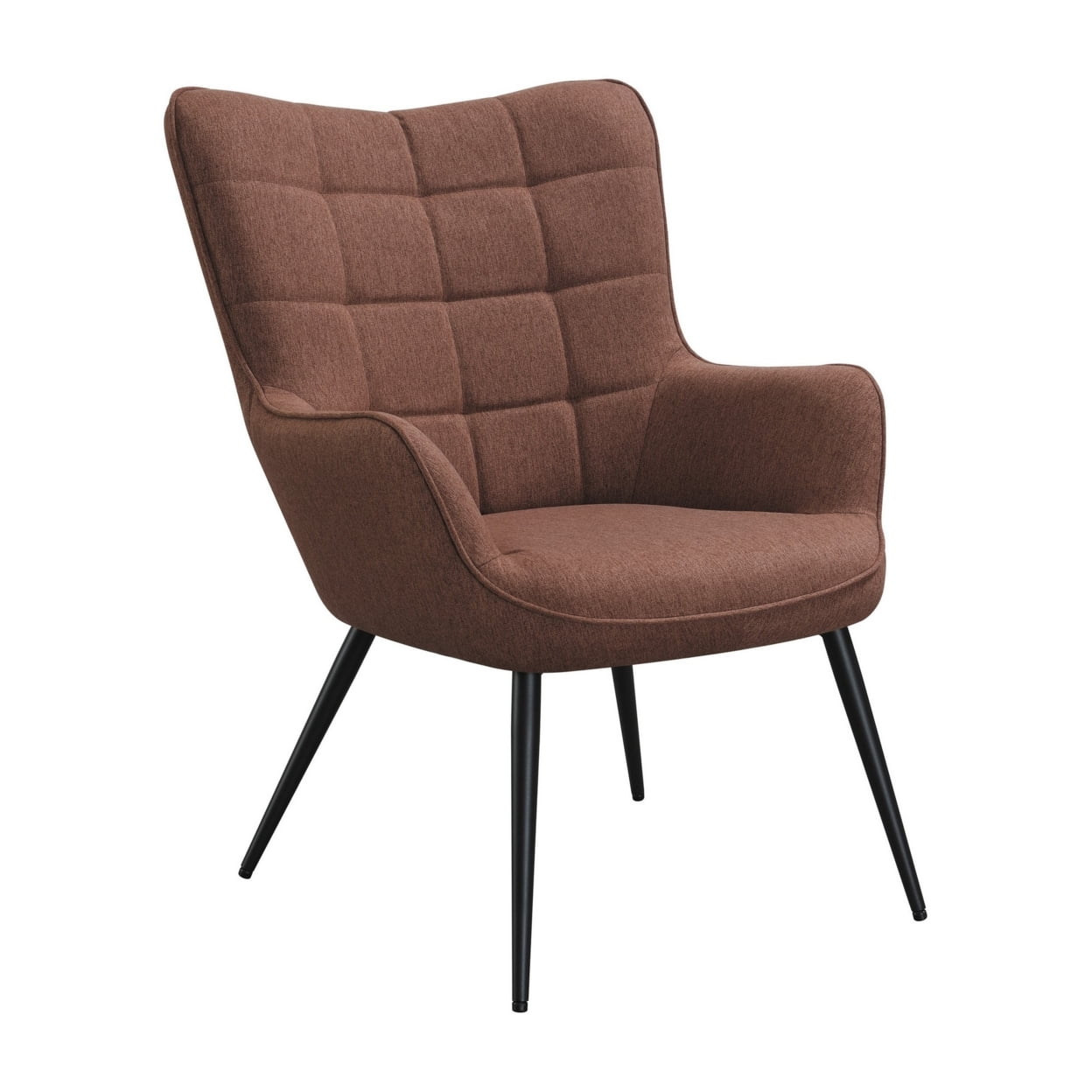 Liz 29 Inch Retro Accent Armchair, Grid Tufted Wingback, Rust Woven ...