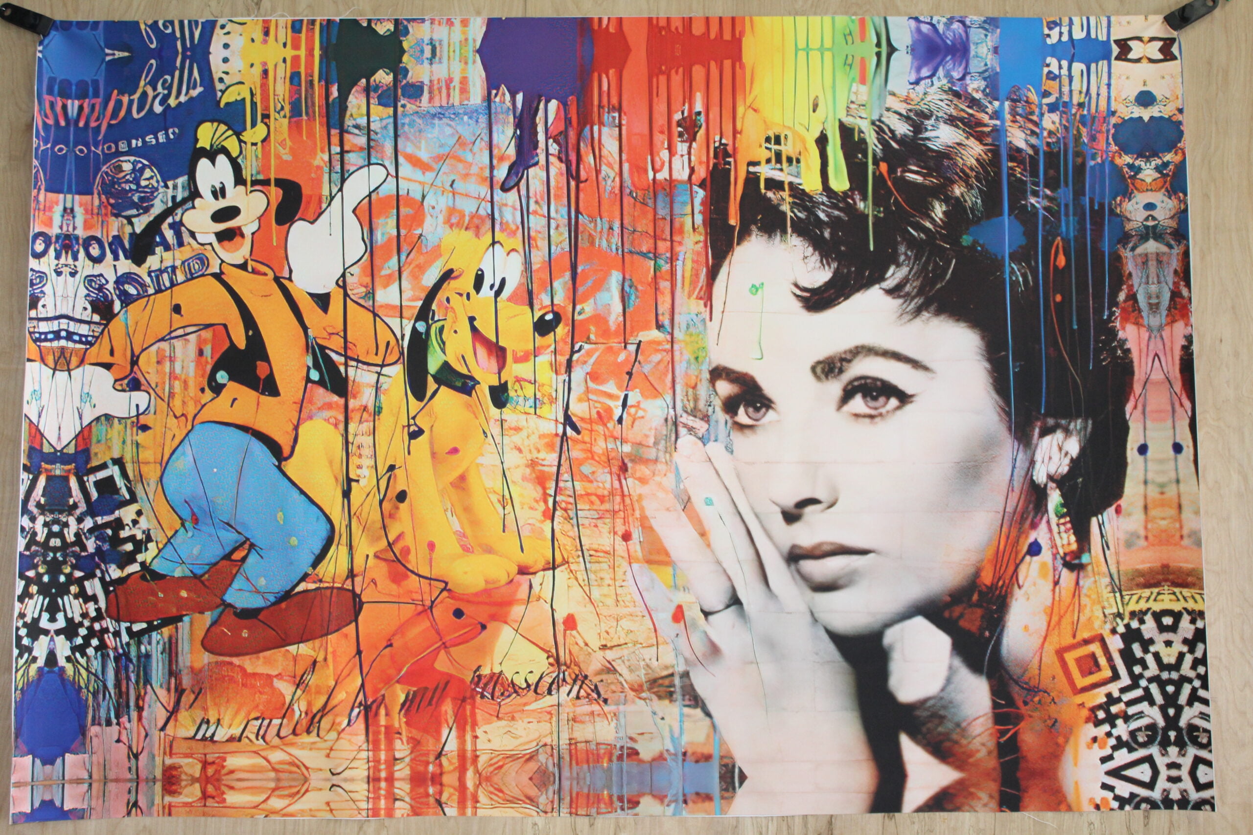 Liz Taylor And Goofy Pop Art Replica, a Giant Unstretched Canvas, 64 ...