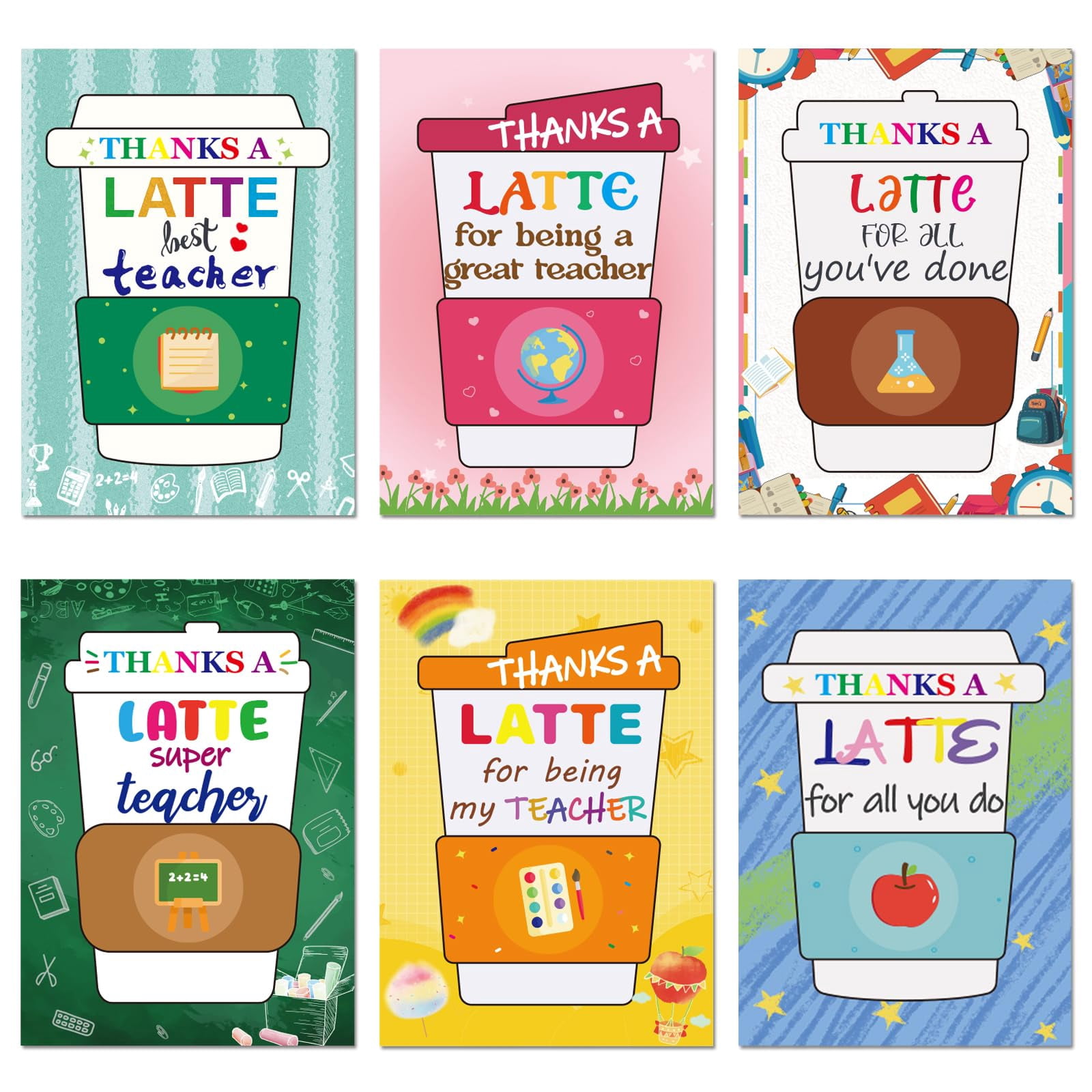 LizFire Teacher Coffee Gift Card Holders 12Pcs Happy Teacher ...