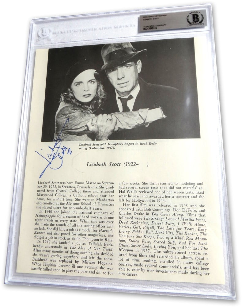 Lizabeth Scott Signed Autographed Magazine Photo Dead Reckoning Actress ...