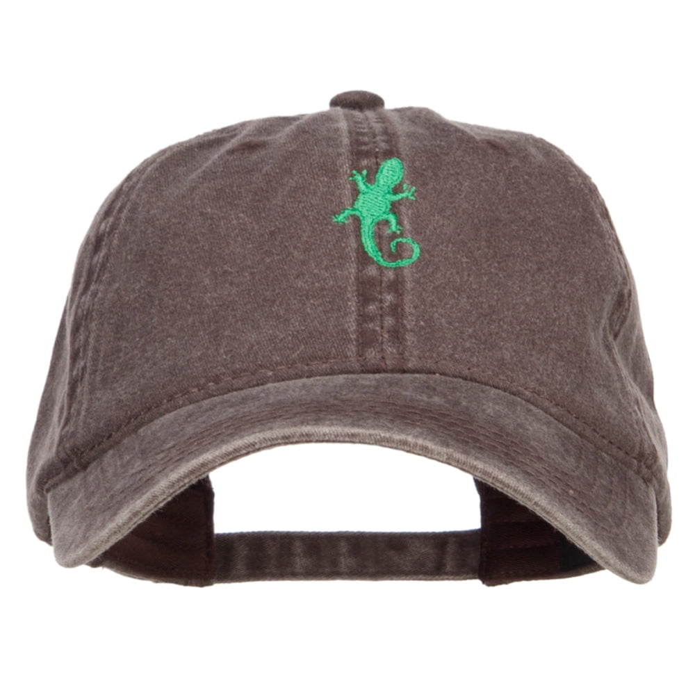 Lizard Embroidered Washed Cap - Brown OSFM - Walmart.com