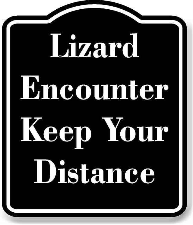 Lizard Encounter Keep Your Distance BLACK Aluminum Composite Sign 8.5 ...