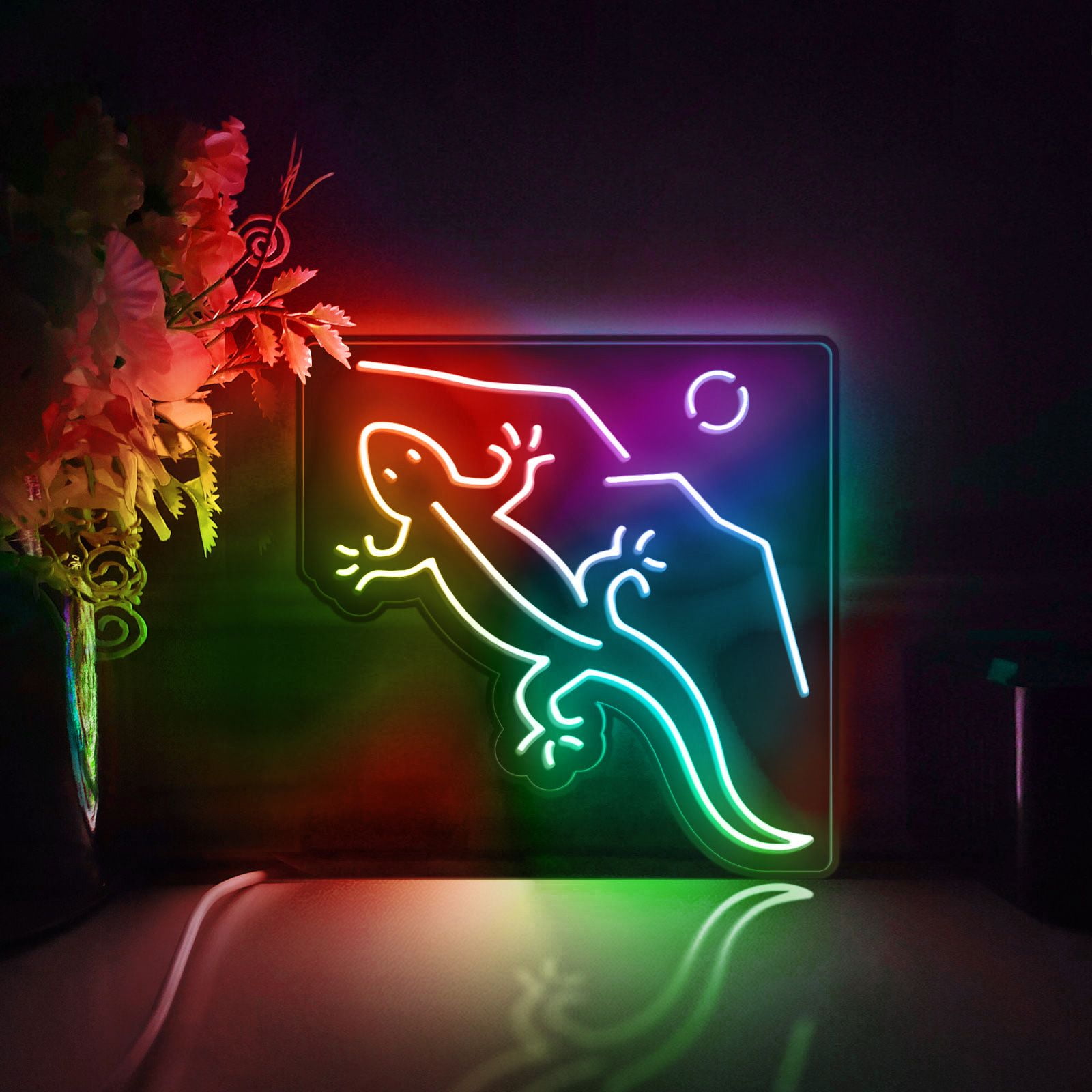 Lizard Led Light Box, Dimmable Neon-Like Light Signs USB Power for Wall ...