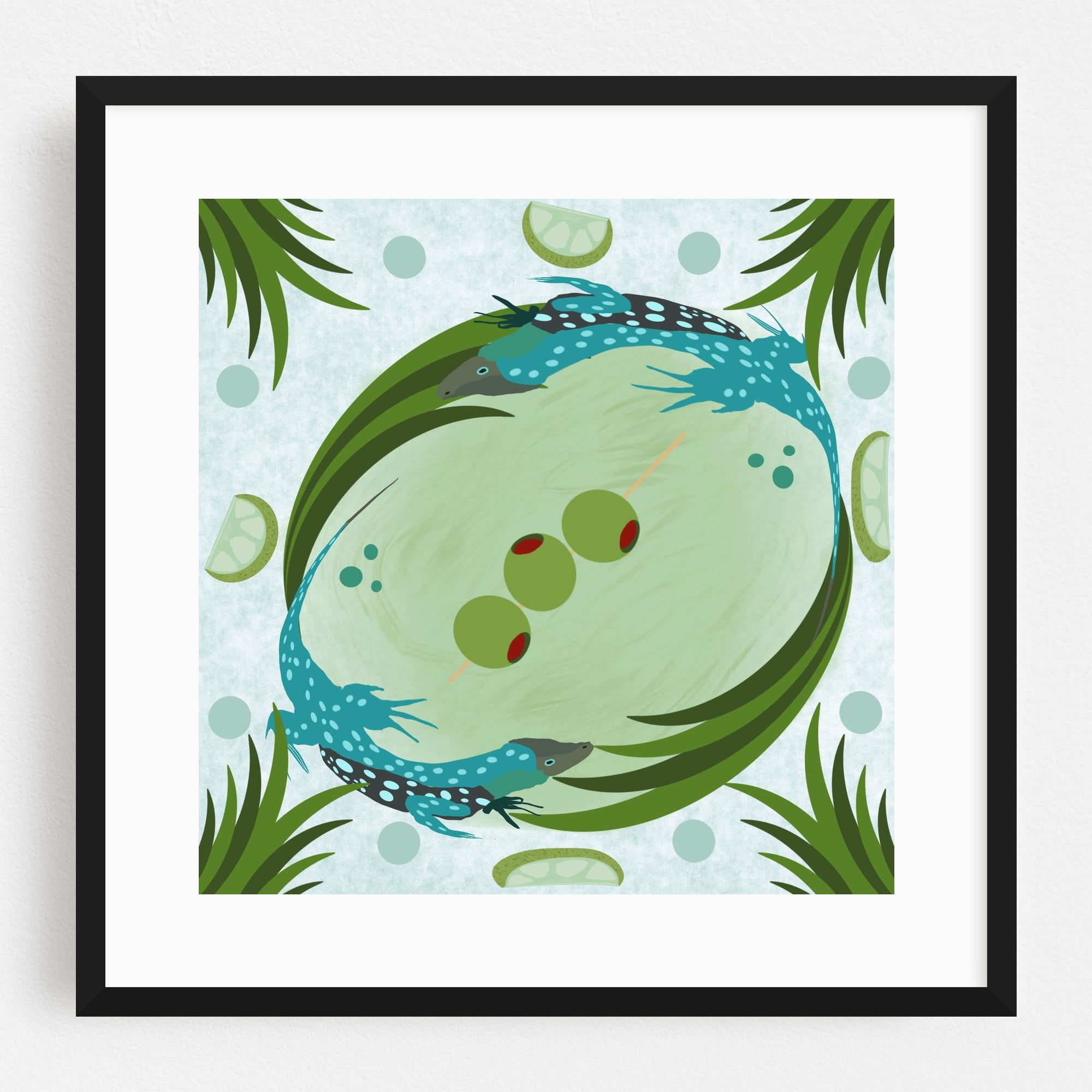 Lizard Margarita - Digital Art Surrealism Tropical Pattern Aquatic ...