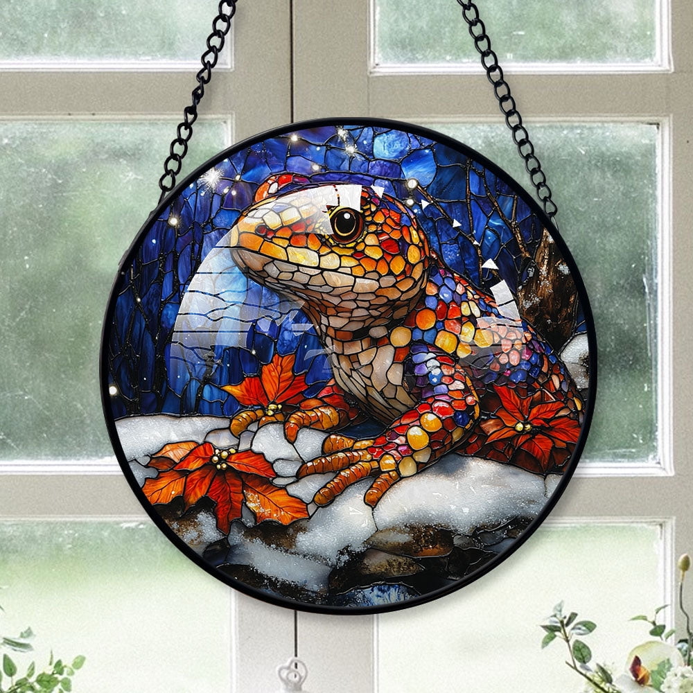 Lizard Ornament Christmas 2025, Lizard Stained Glass Hanging Window ...