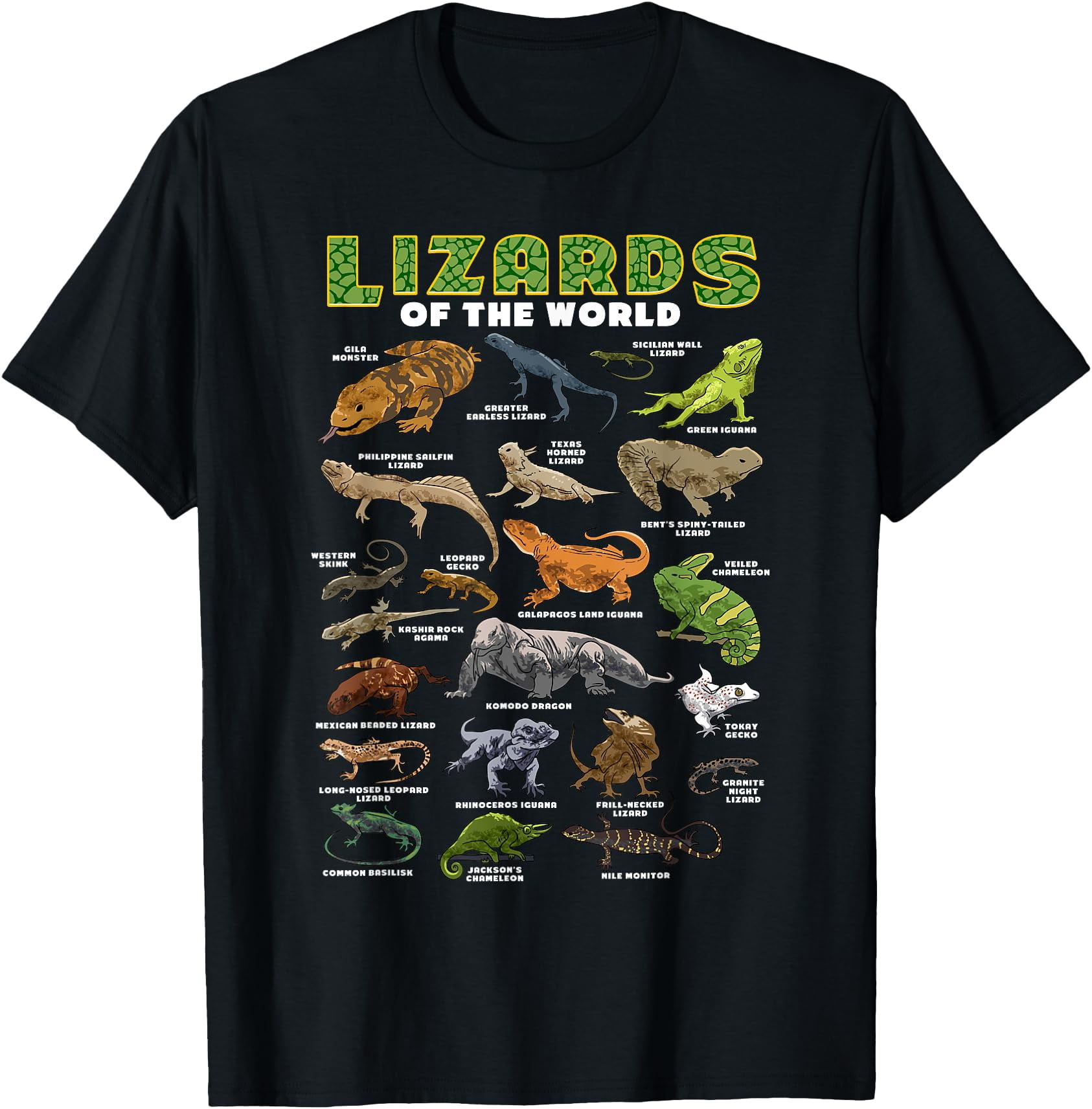 Lizard Shirt Lizards Animal of the World Reptile Herpetology T-Shirt ...