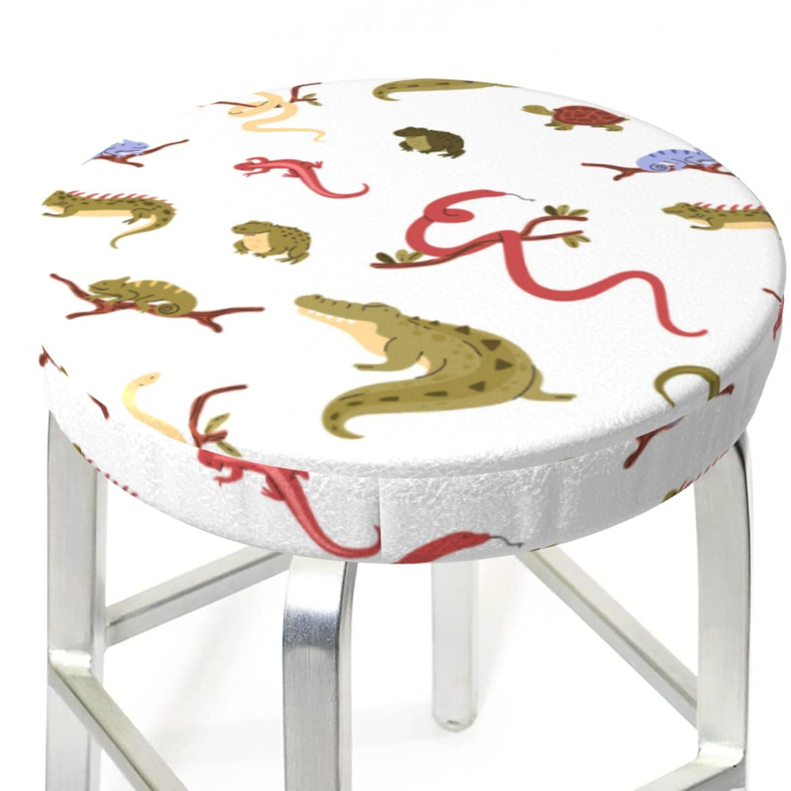 Lizard Snake Turtle Crocodile_A Round Bar Stool Covers, Soft Velvet Bar ...