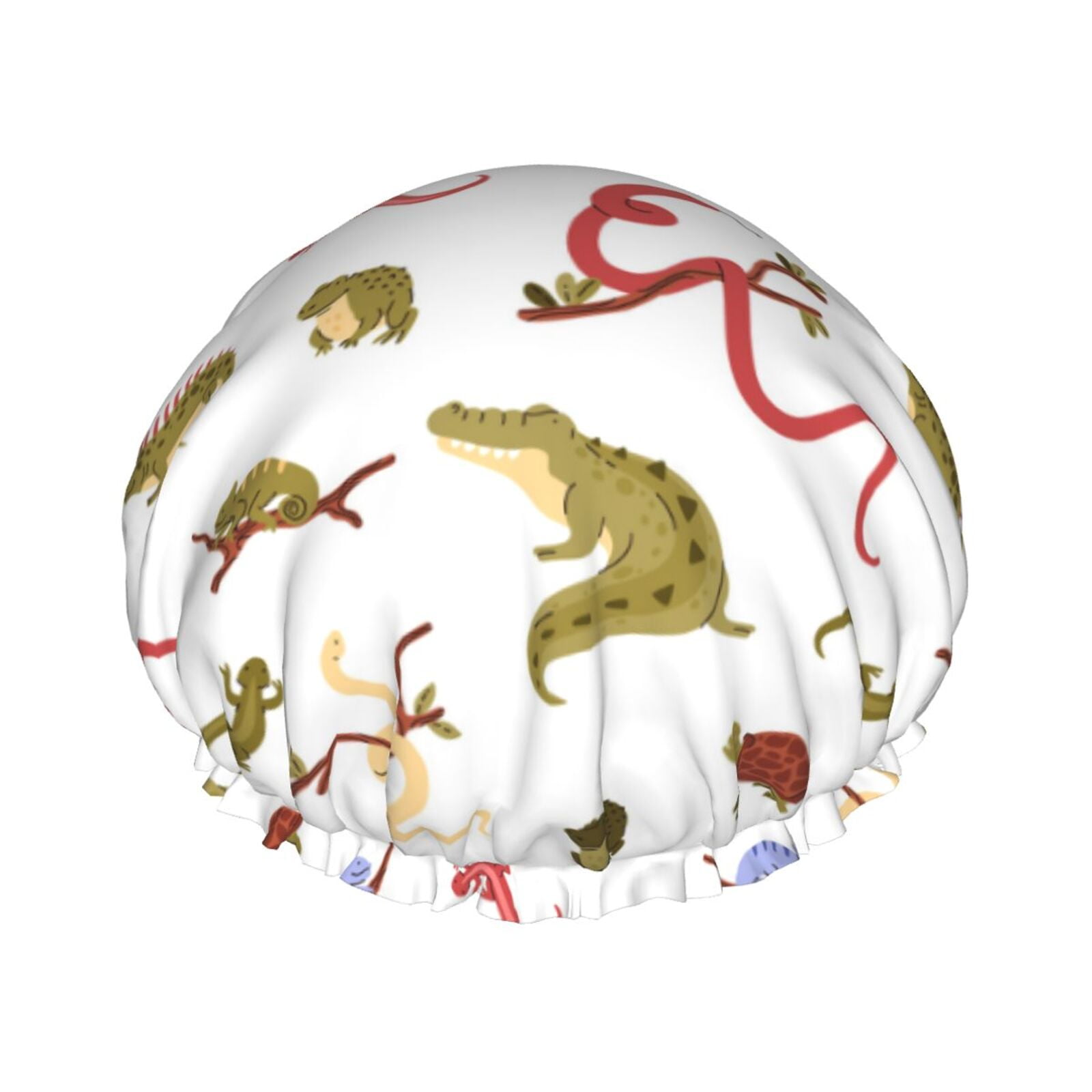 Lizard Snake Turtle Crocodile_A Shower Cap for Women, Double Waterproof ...