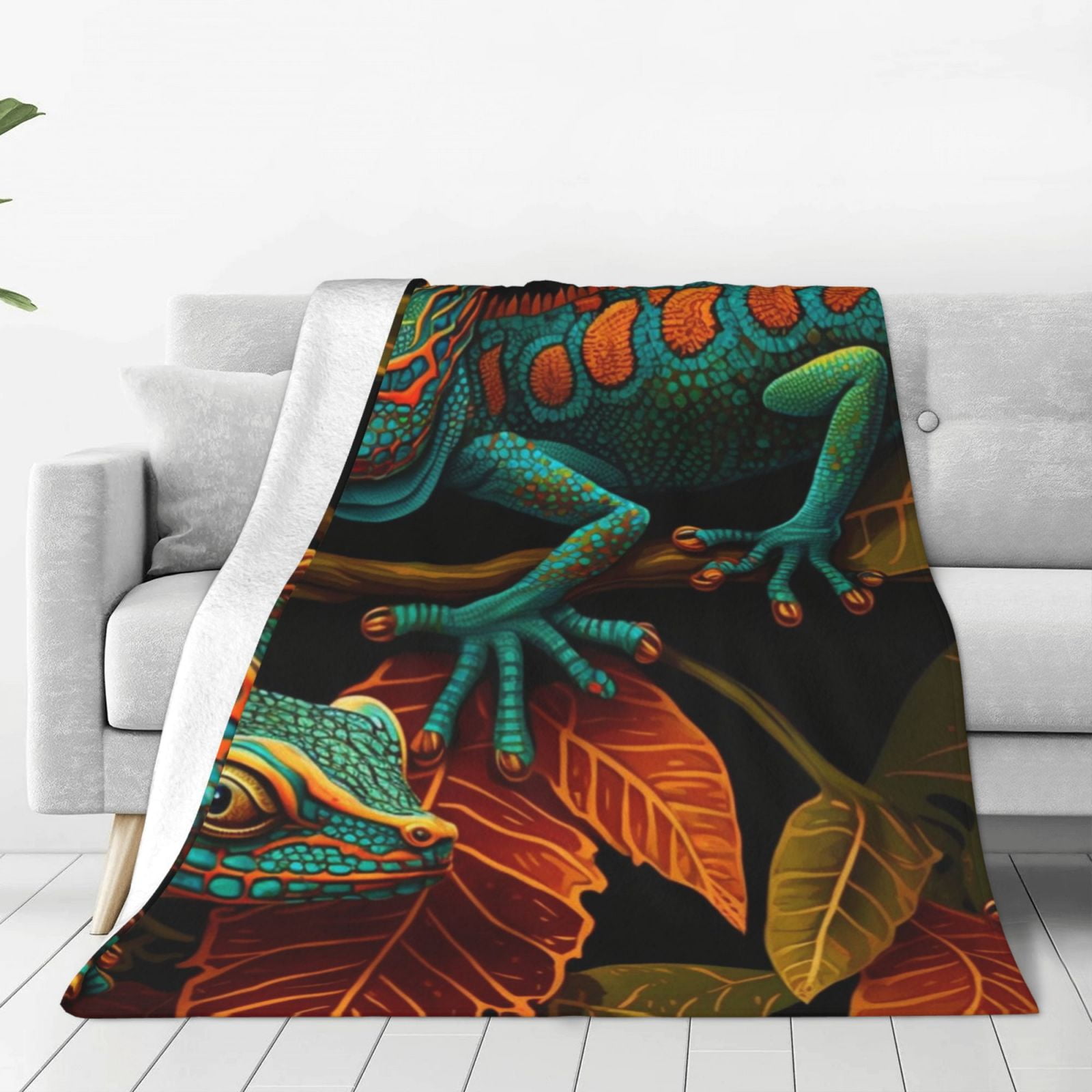 Lizards Lizard Art Colorful Throw Blanket Decorative Soft Warm Flannel ...