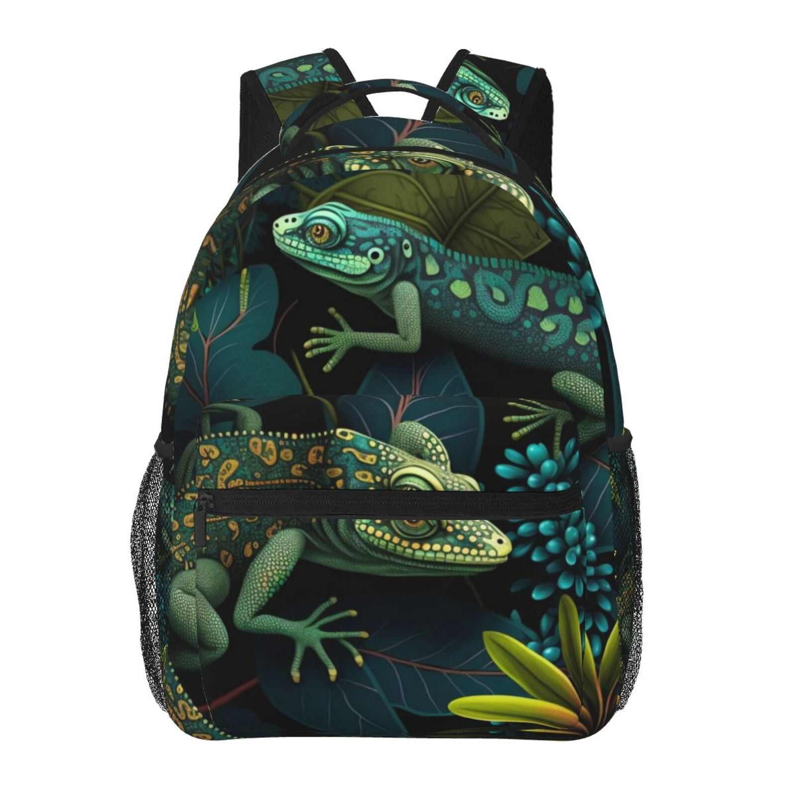 Lizards Lizard Art Green Backpack Casual College Bag Zipper Laptop ...