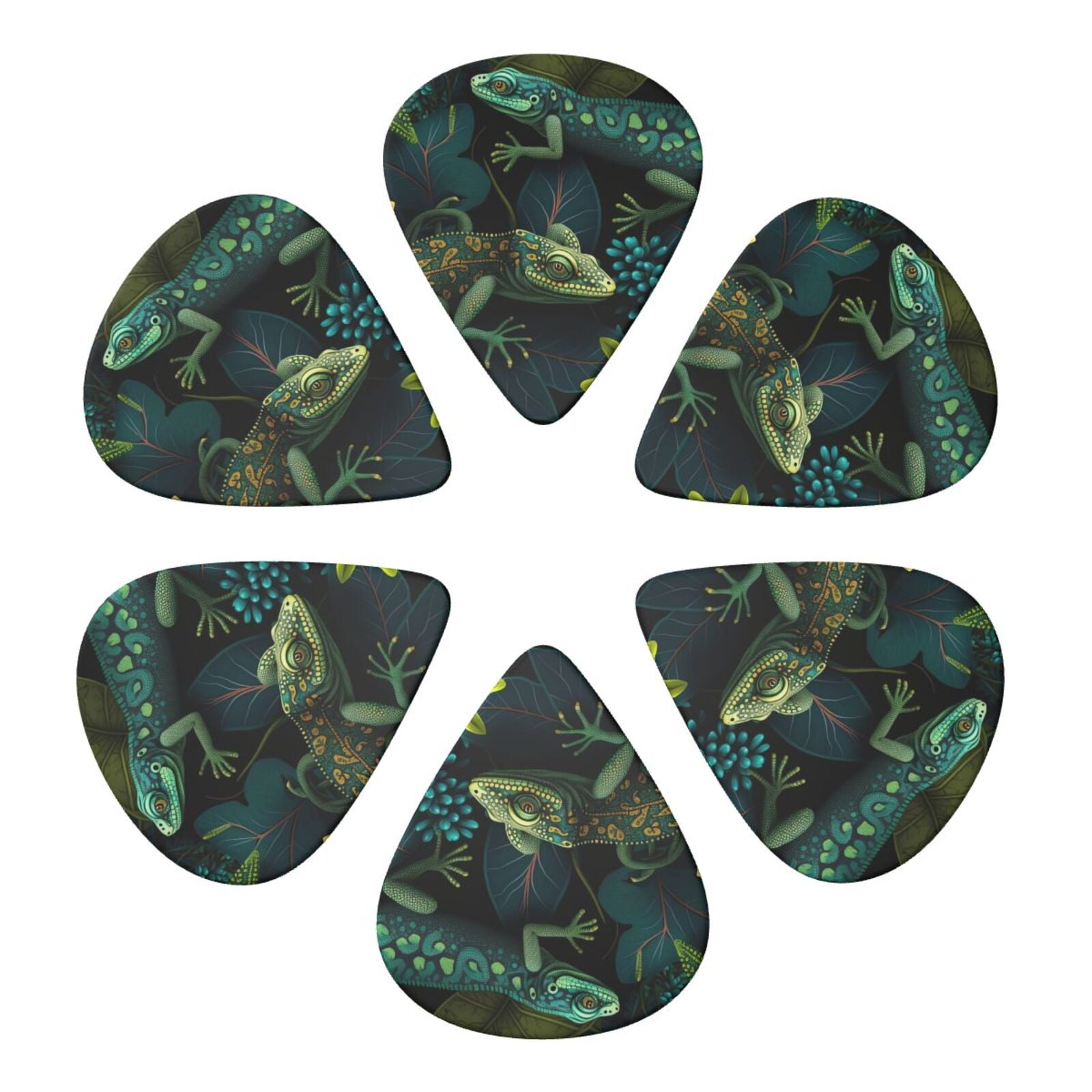 Lizards Lizard Art Green Guitar Pick 6 Pack for Bass Acoustic Electric ...