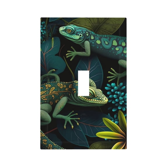 Lizards Lizard Art Green Single Toggle Wall Plate 1 Gang Decorative ...