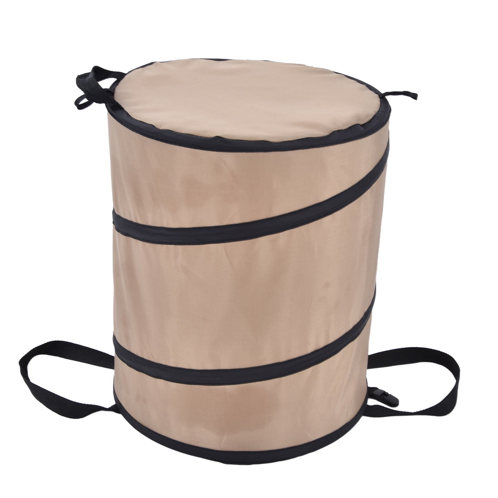 LIZEALUCKY Foldable 10 Gallon Outdoor Garbage Can, Oxford Cloth, Beige ...