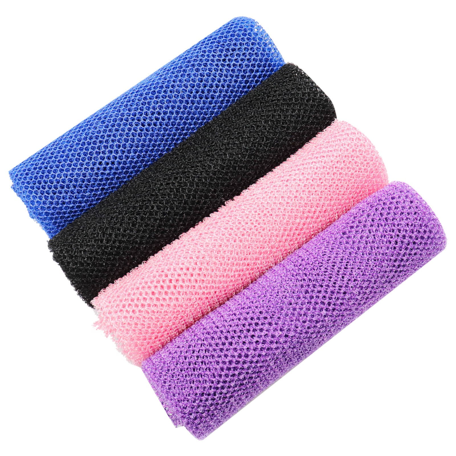 Lizheee Bath Net Nylon Long Scrub Towel Exfoliate 4 Package Blue Black ...