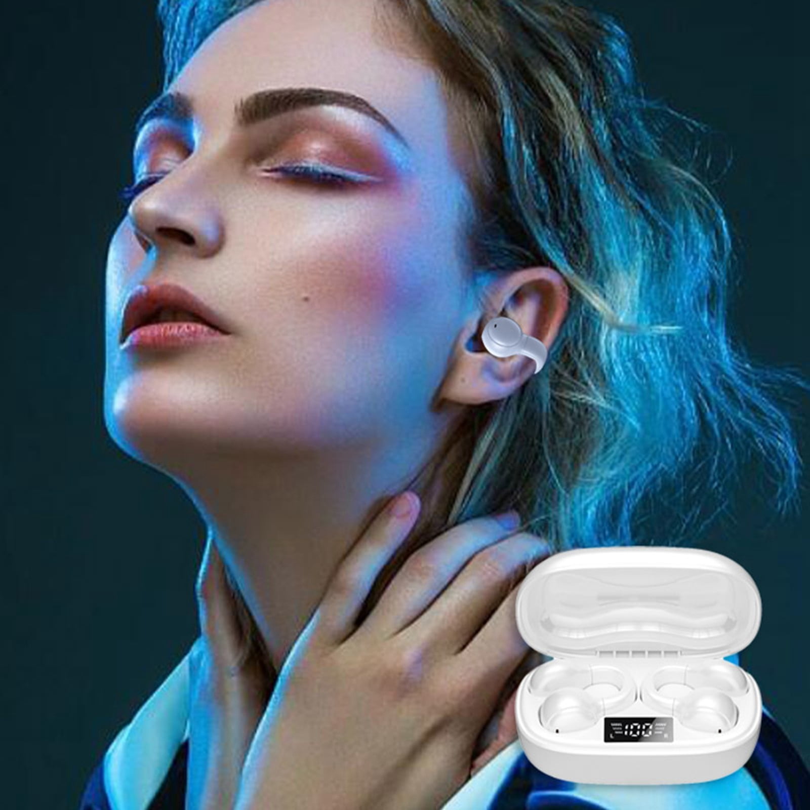 Lizheee Ear Buds with Microphone Mini True Wireless Headphones 5.3 Clip ...