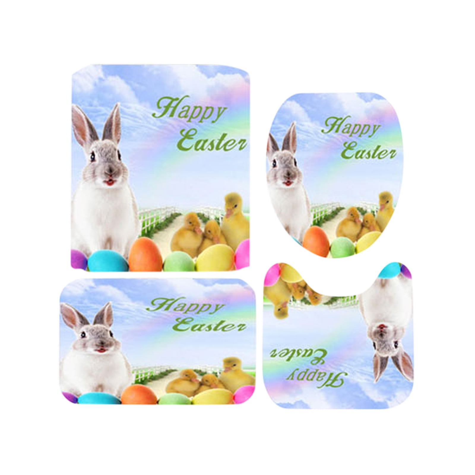 Lizheee Easter Digital Print And Polyester Bathroom 4 Piece Set Paper ...