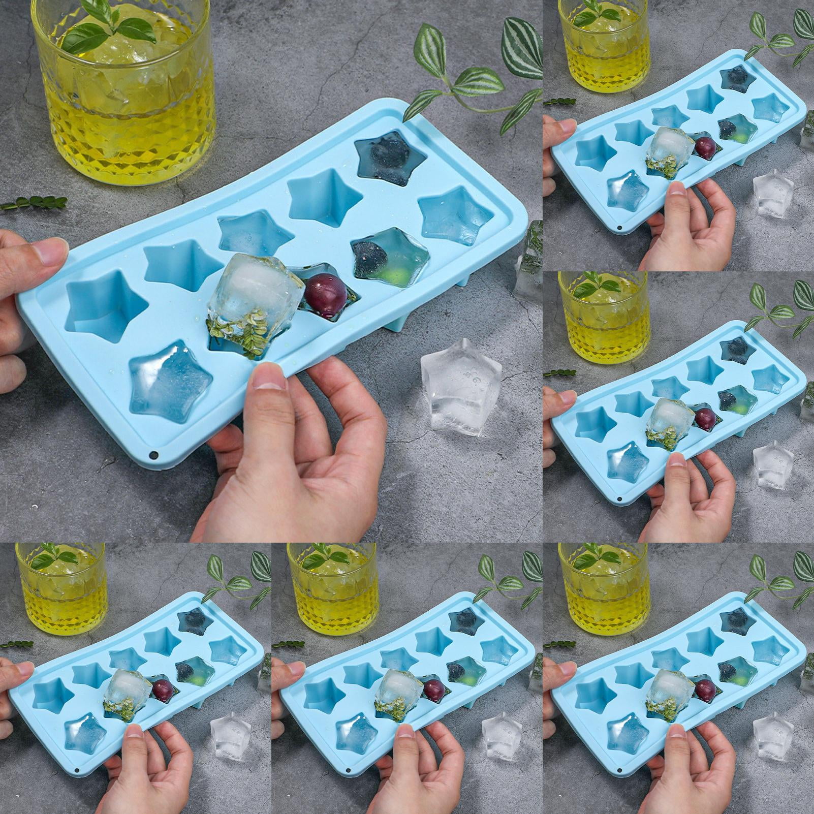 Lizheee Ice Grid Ice Cube Soft Silicone Ice Making 10 Grid Pentagonal ...