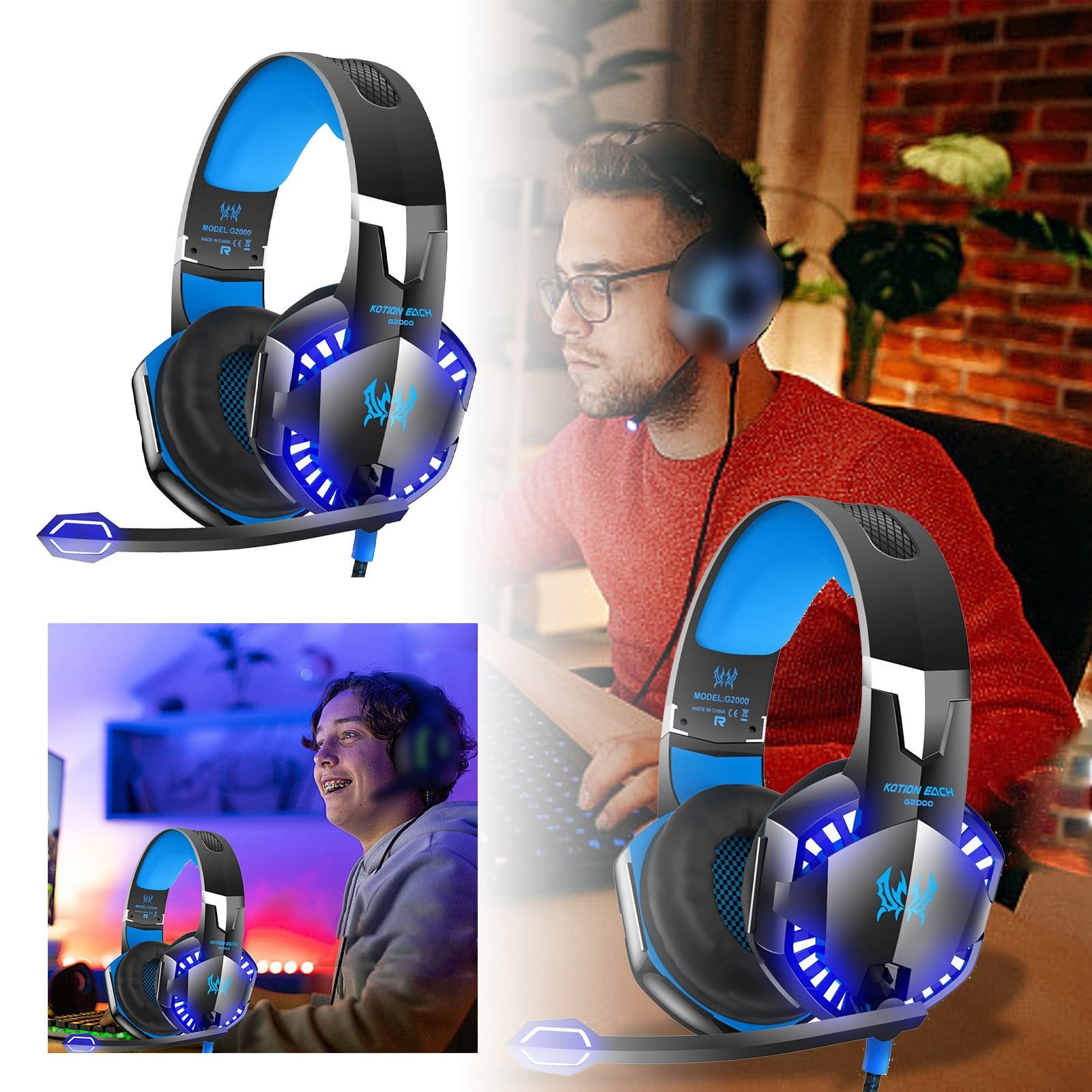 Lizheee RGB Gaming Headset With Head Mounted Design For PC Game Console ...