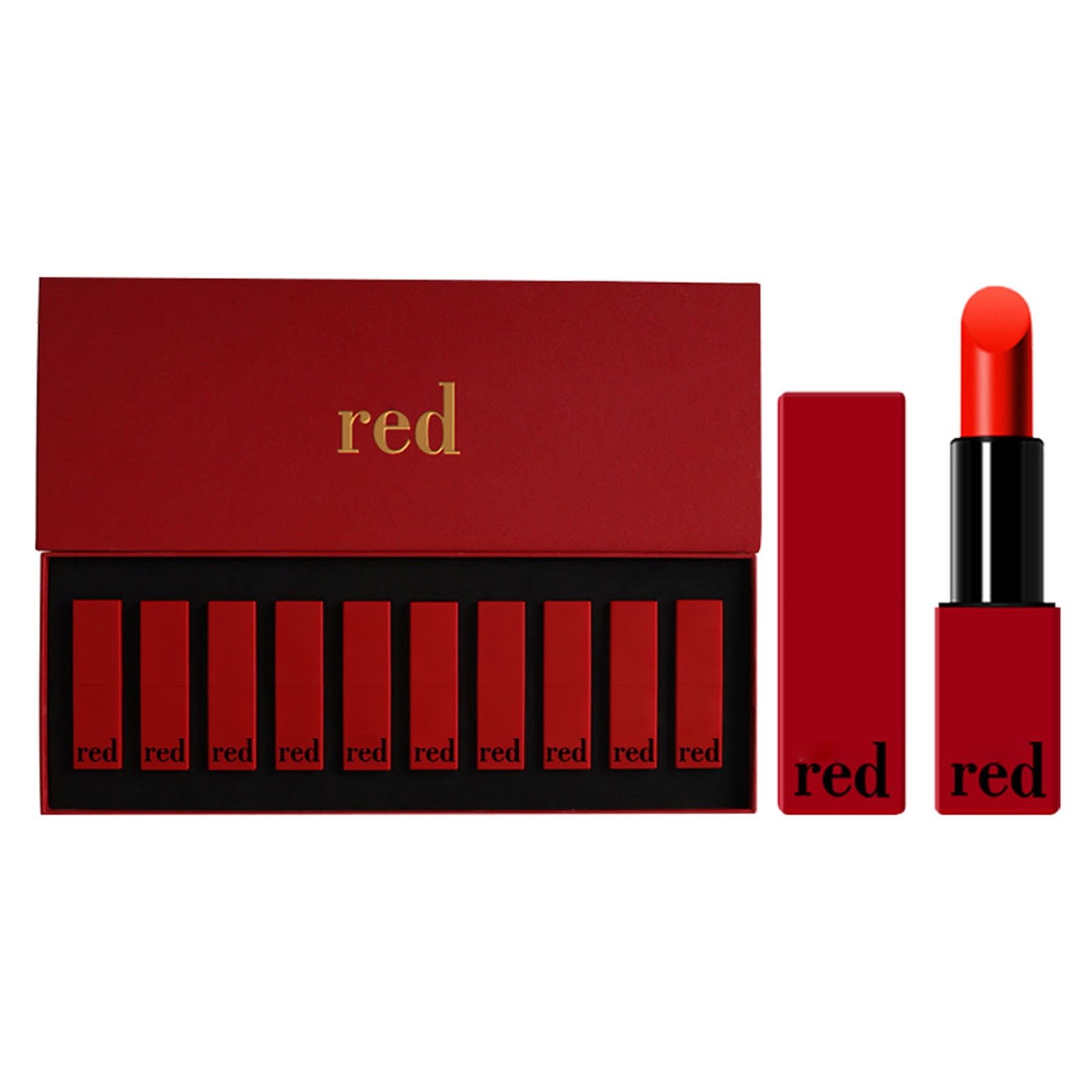 Lizheee Red Lip Secret Lipstick Set Ten Color Red Lipstick Lipstick Top ...