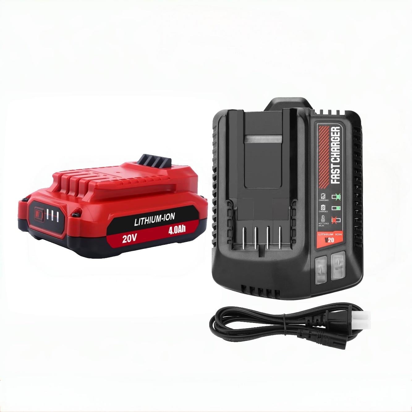 Lizone CMCB202 20V 4.0Ah Battery & CMCB104 V20 Lithium Battery Fast Charger Combo Kit ...