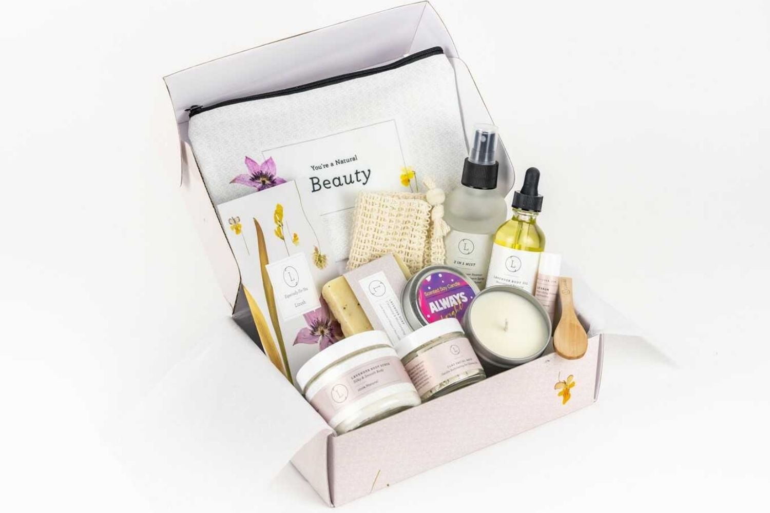 Lizush Spa Gift Box, Lavender Scented Bath and Body Set, Relaxation ...