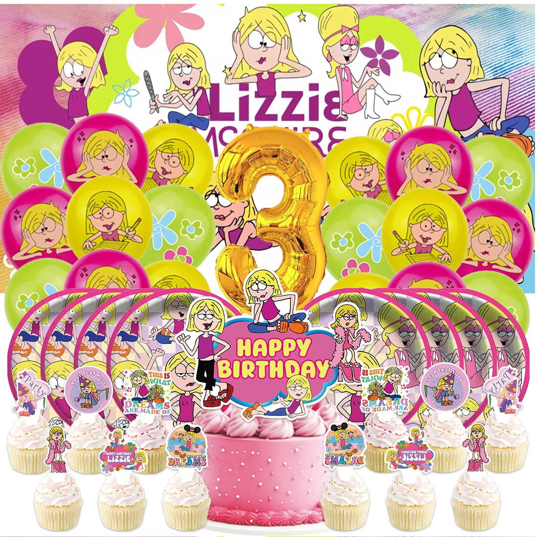 Lizzie Mcguire Balloons Party Supplies 3rd Decor Tableware Birthday ...