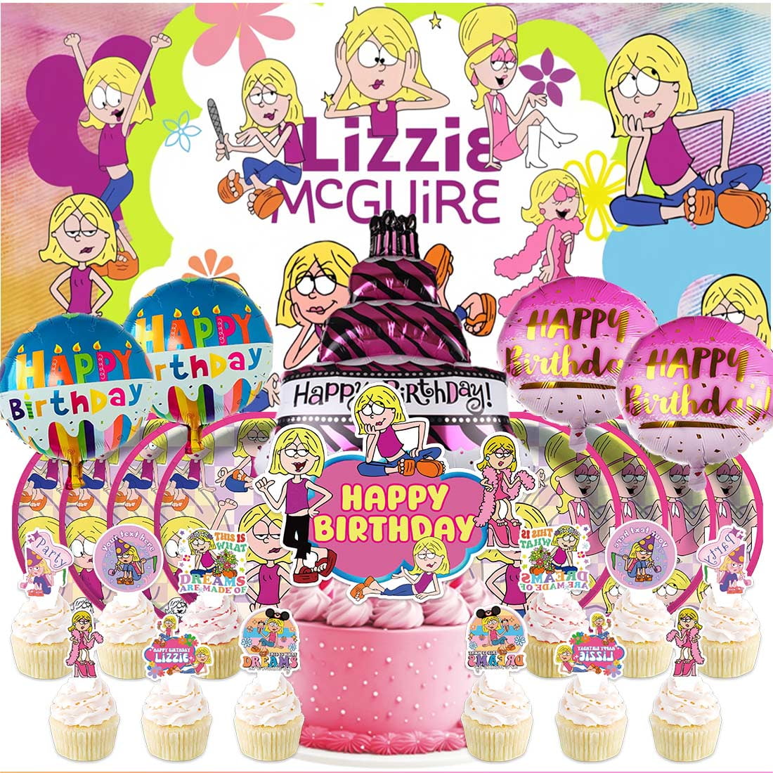 Lizzie Mcguire Supplies Plates Decoration Backdrop Banner Birthday ...