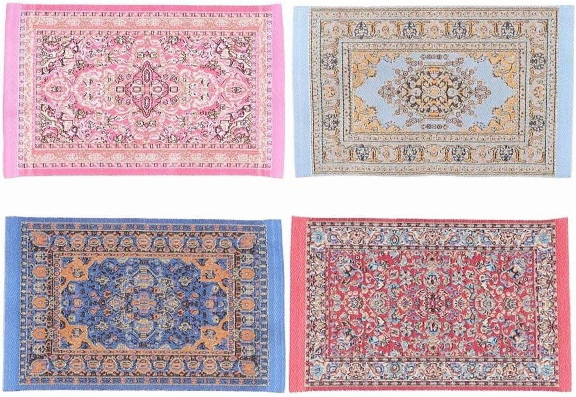 Ljia 1/12 Miniature Rugs Dollhouse Carpet Floral Pattern Flooring ...