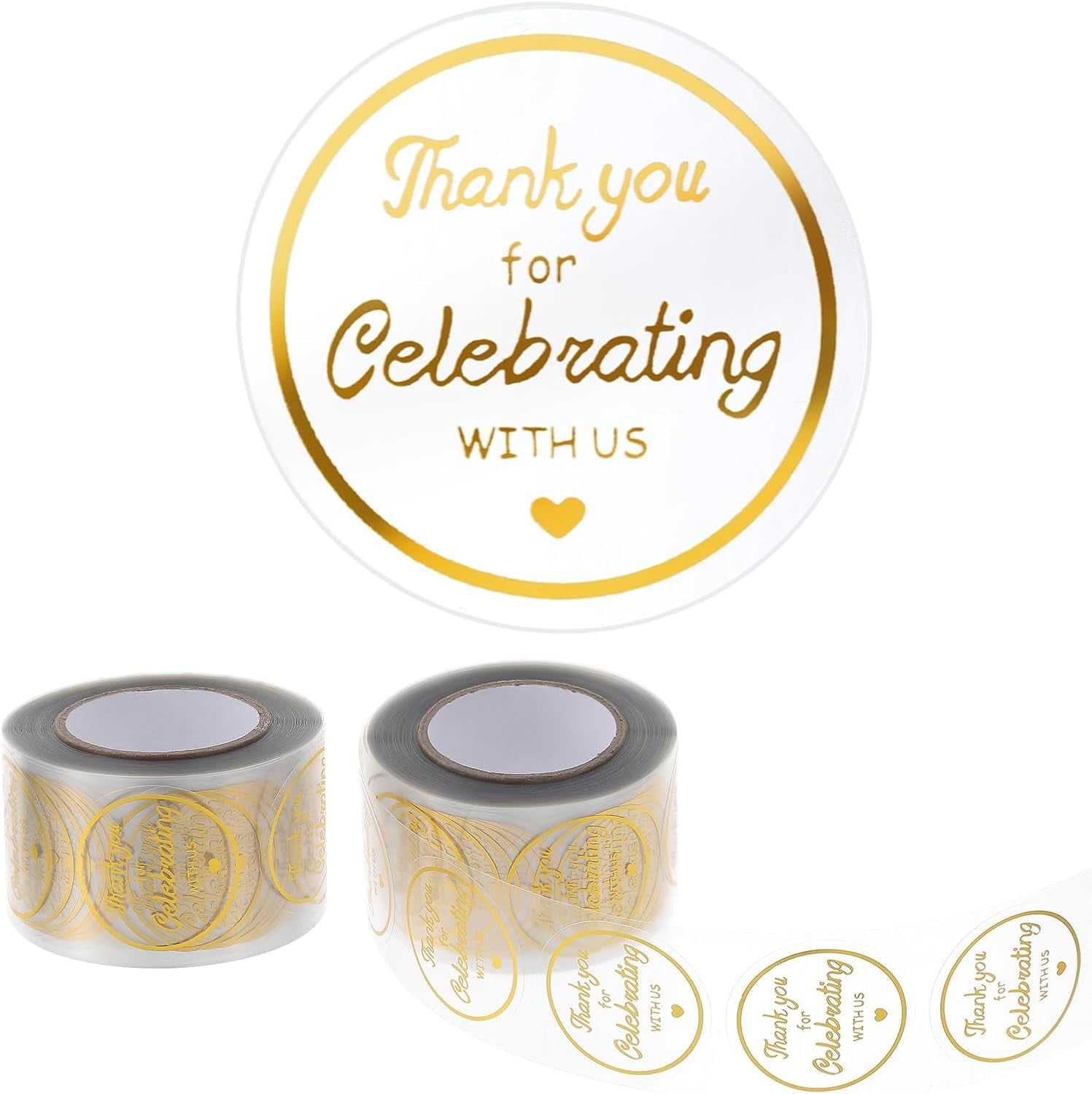 Ljia 1000 PCS Thank You Stickers Clear Gold Foil Thank You for ...