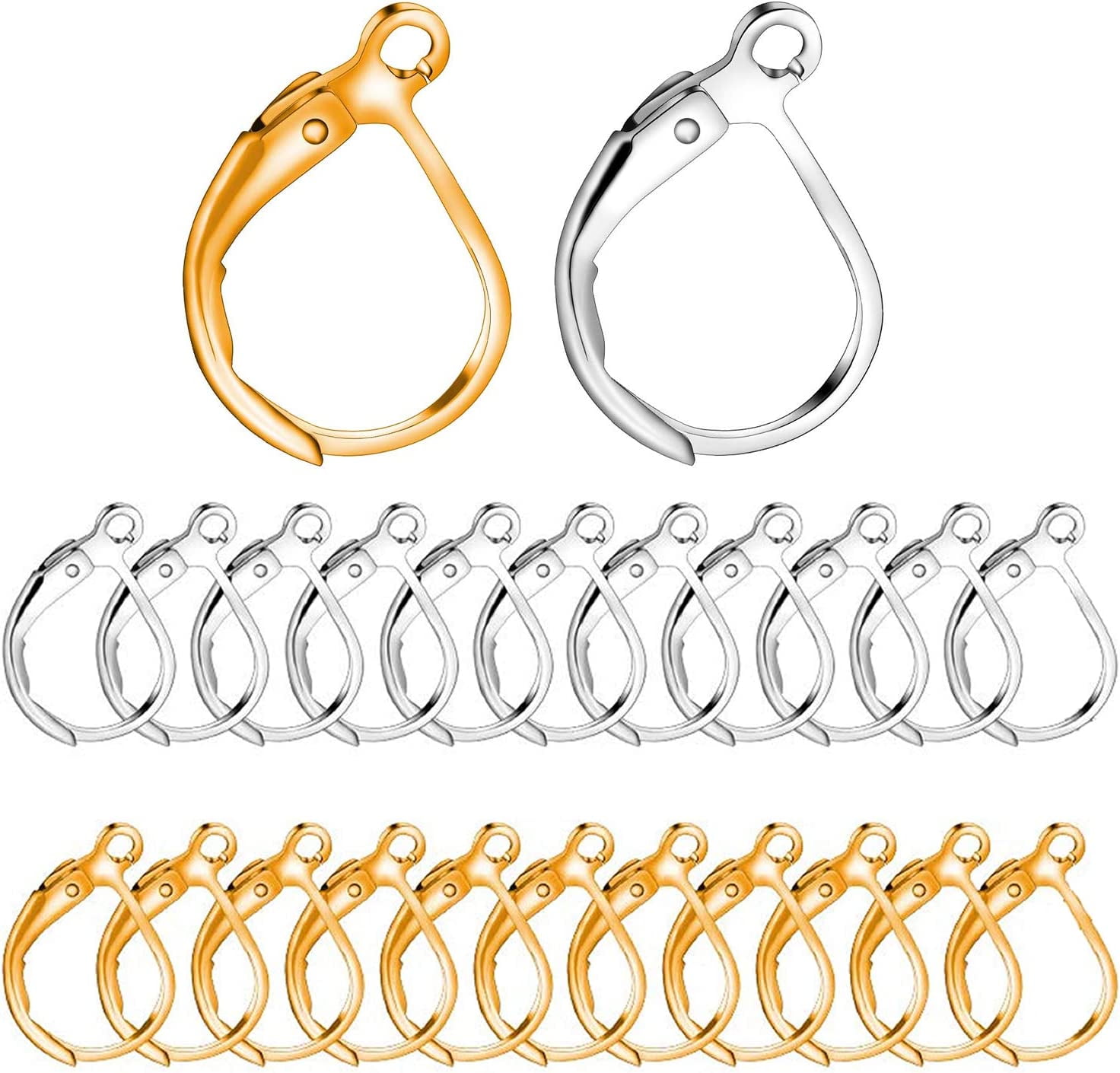 Ljia 100PCS Silver Plated French Earring Hook Ear Wire Lever Back Open ...