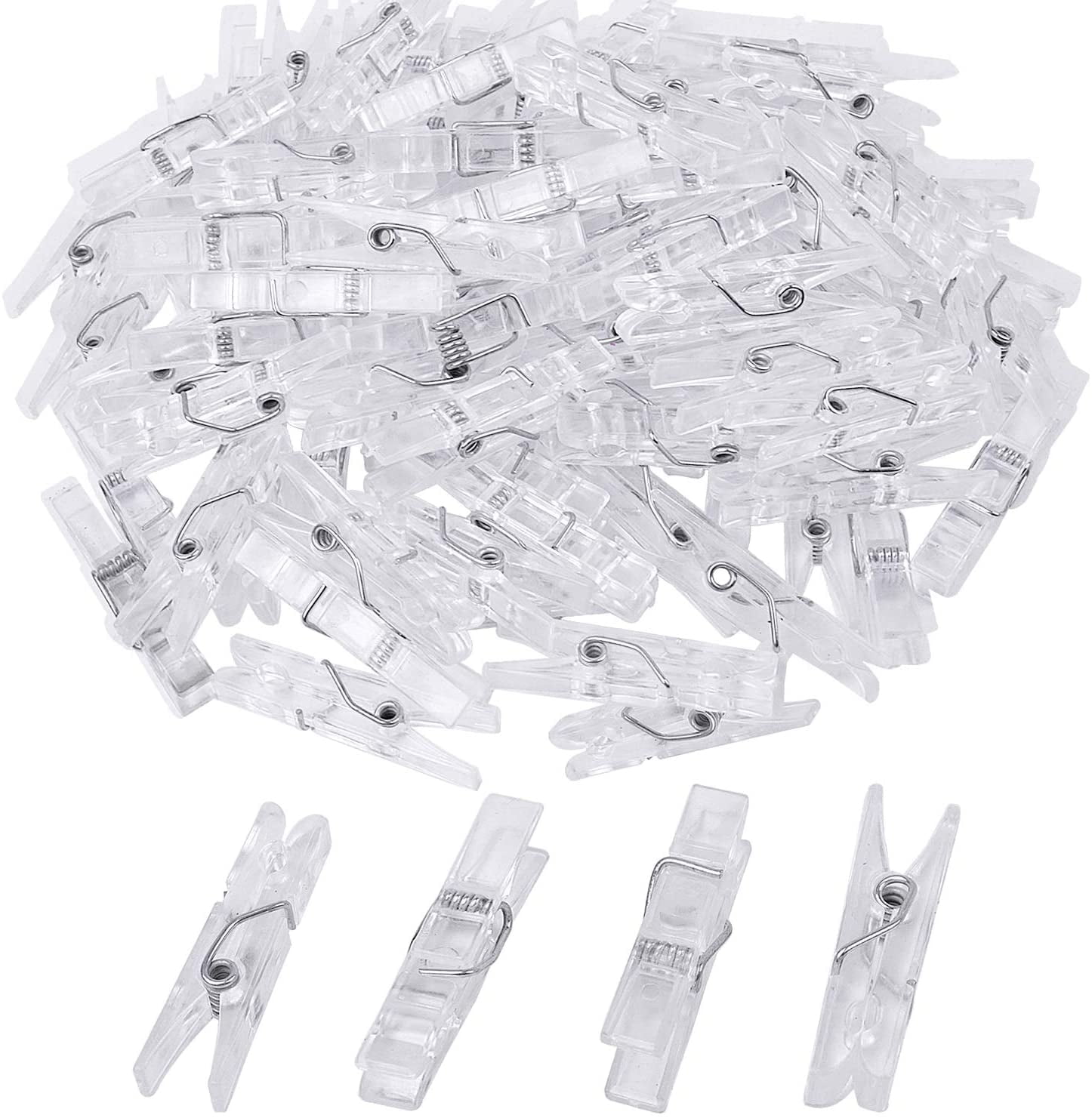 Ljia 100pcs Mini Clear Plastic Utility Paper Clip, Clothespins Clip ...