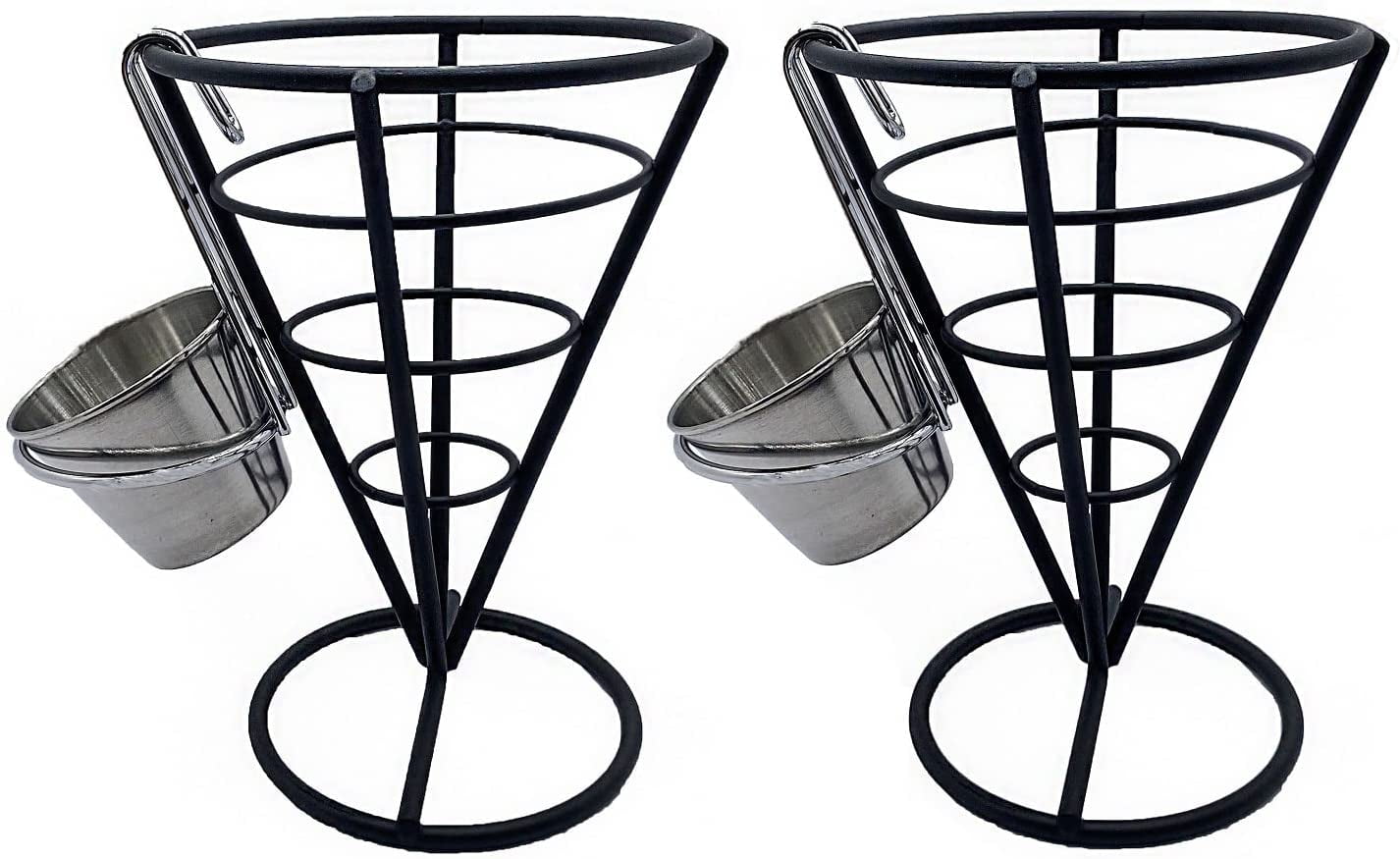 Ljia 2Pcs French Fries Stand Cone Basket Fry Holder with Sauce Dippers ...