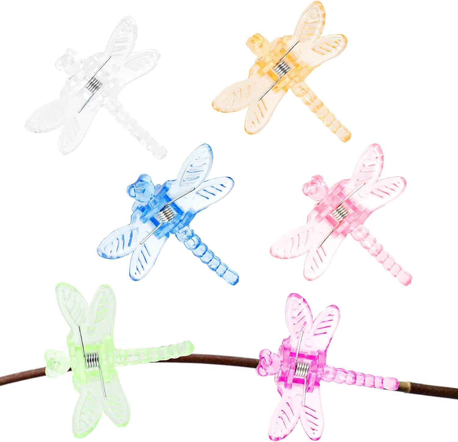 Ljia 30 Pcs Dragonfly Orchid Clips,Garden Plant Support Clips, Cute Flower Vine Clips with Paper ...