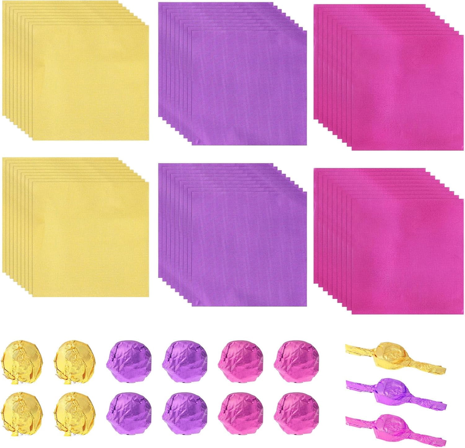 Ljia 300PCS Colored Candy Foil Wrappers 3x3 inches Foil Candy Wrappers ...