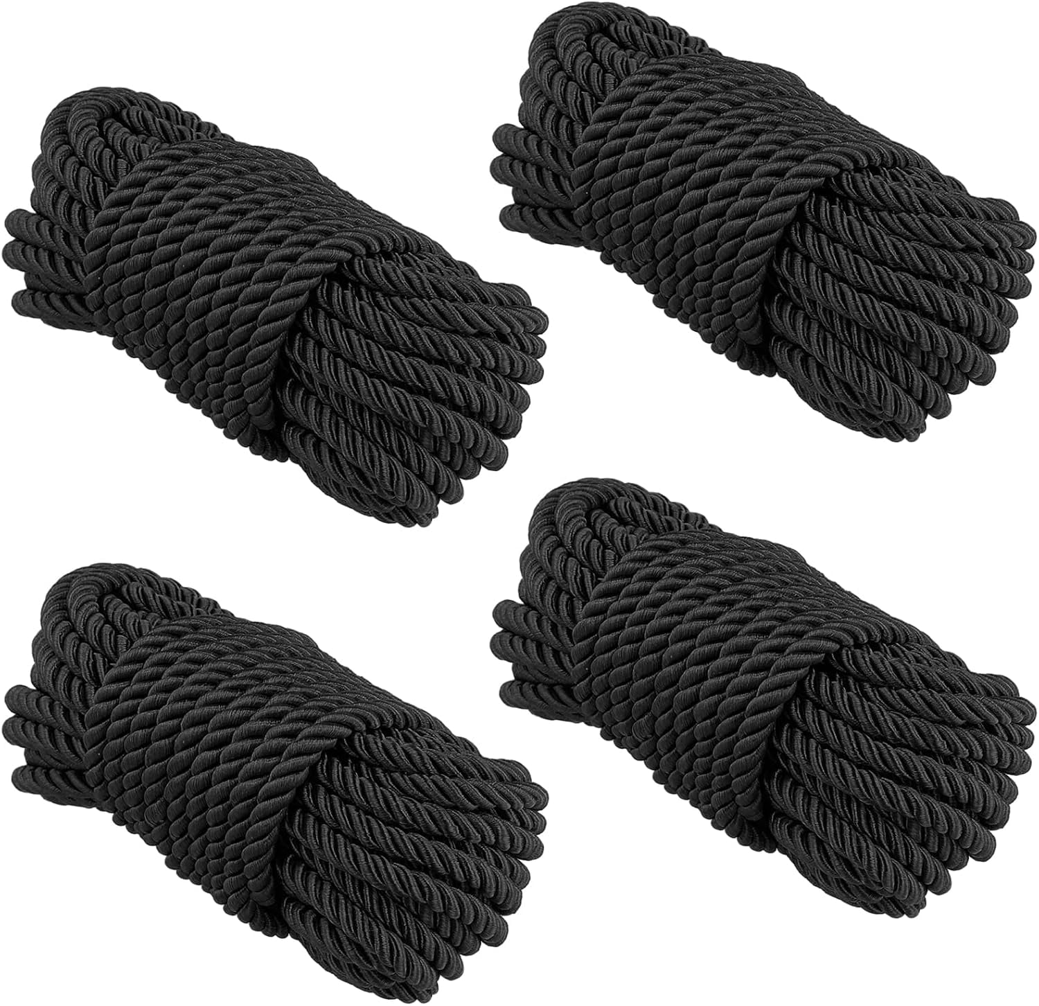Ljia 4 Pack 32 Feet 8 mm Black Cotton Rope, Soft Cotton Rope Durable ...