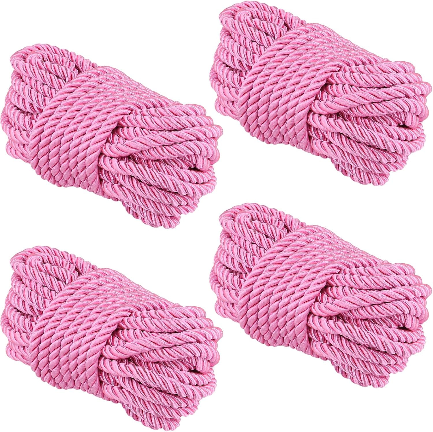 Ljia 4 Pack 32 Feet 8 mm Pink Cotton Rope, Soft Cotton Rope Durable ...
