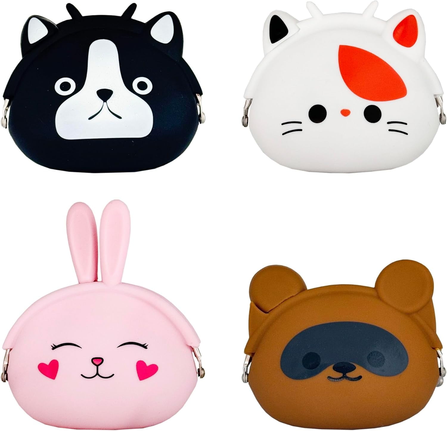Ljia 4 Pack Animal Coin Purse Cartoon Silicone Change Pouch Gift Bag ...