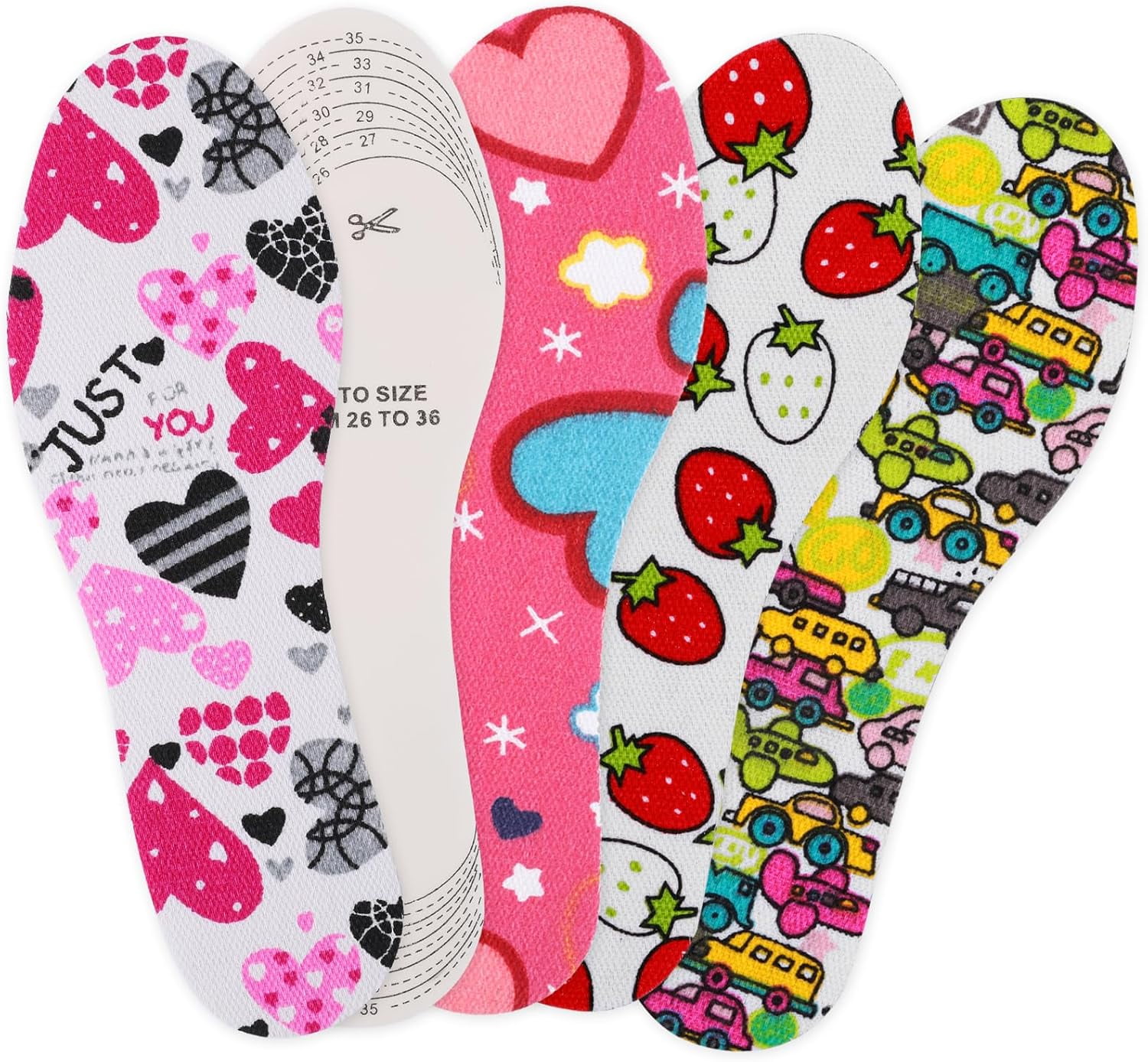 Ljia 4 Pairs Shoe Insoles for Kids Fun Design Shoe Inserts Replacement ...