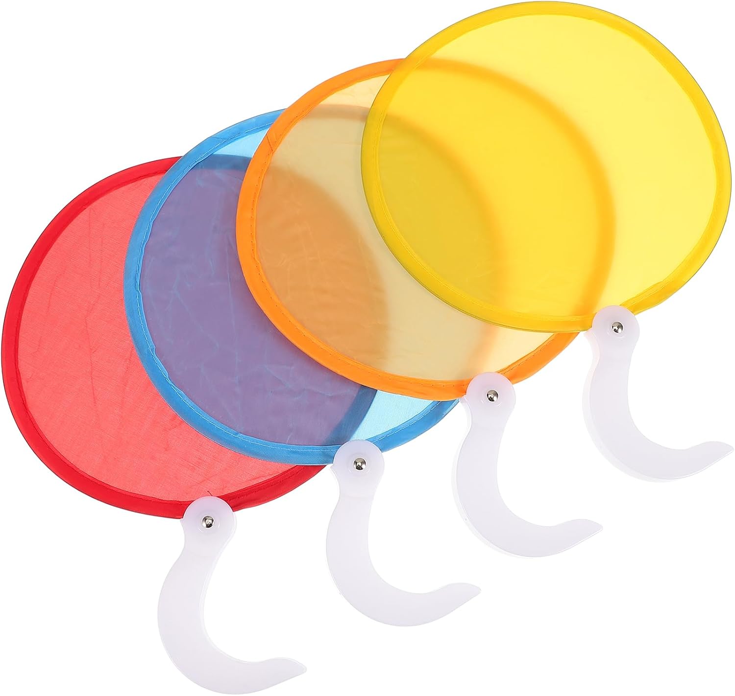 Ljia 4pcs Round Folding Fan Foldable Portable Handheld Fan Nylon ...