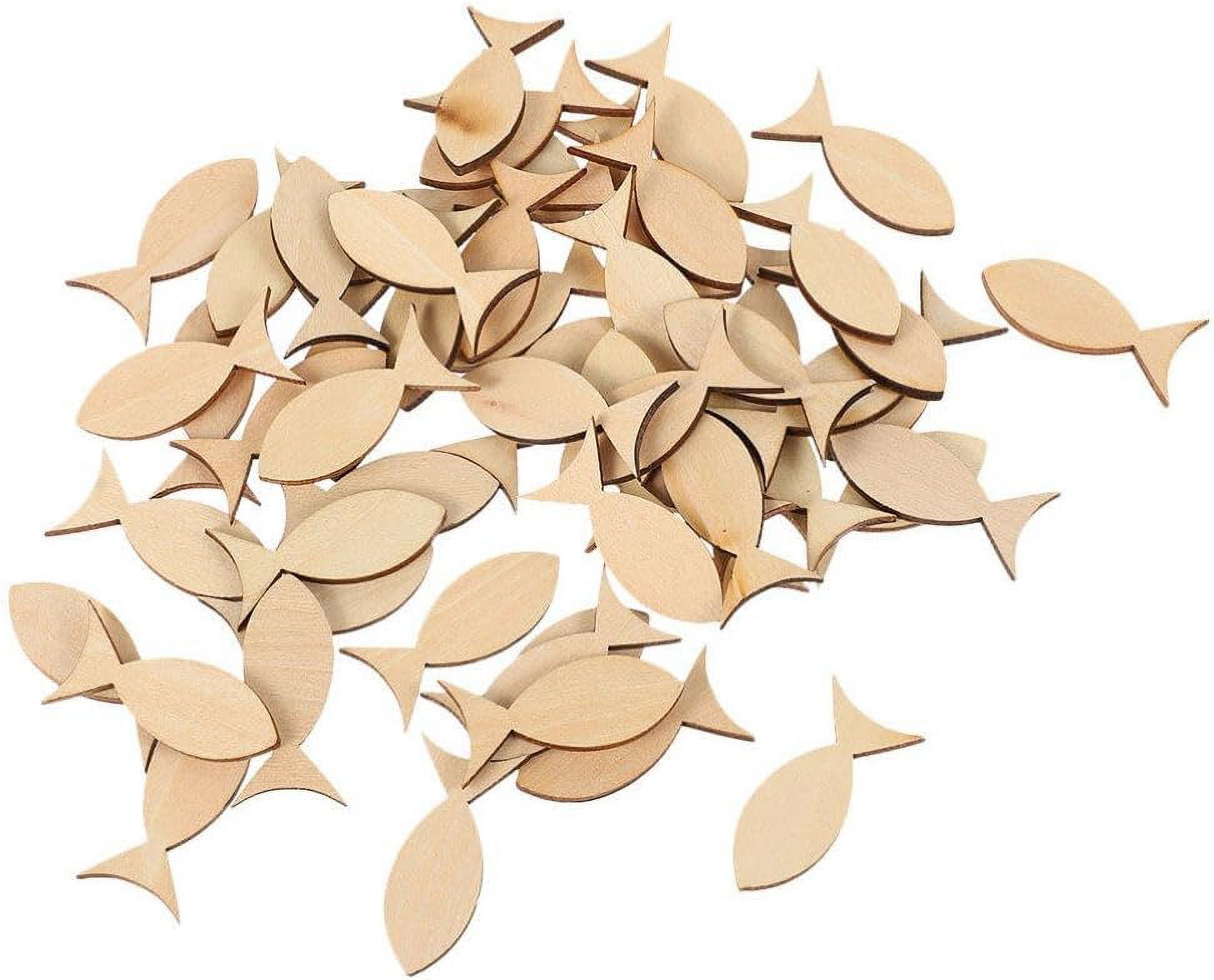 Ljia 50PCS Wood Fish Cutouts Unfinished Mini Fish Shape Wood Slices DIY ...
