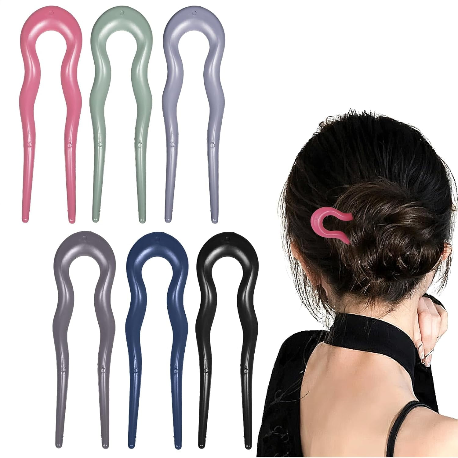 Ljia 6 PCS French Twist Pin, U Shaped French Hair Pins for Thick Fine ...