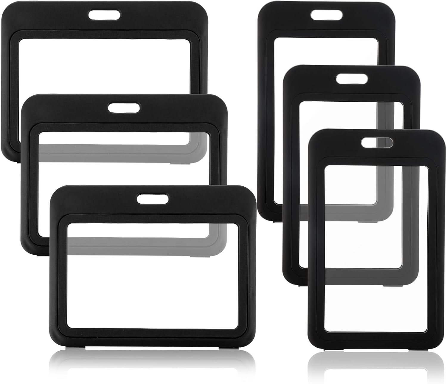 Ljia 6 Pcs Badge Holders Double-Sided Windows Hard ID Card Case ...
