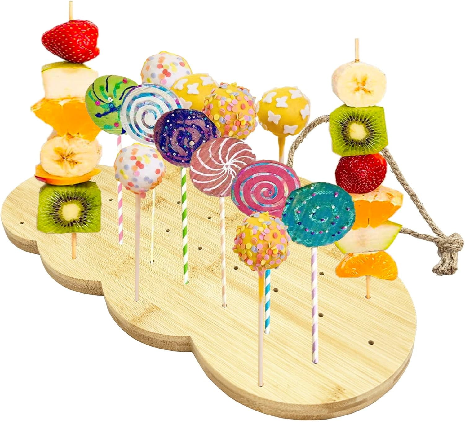 Ljia Bamboo Food Skewer Holder Catering Appetizer Fruit Pick Stand ...